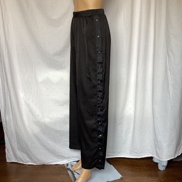 Calzedonia | Pants & Jumpsuits | Calzedonia Black Satin Wide Leg Side ...